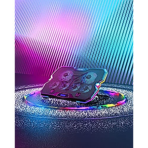 KeiBn Upgrade Laptop Cooling Pad A13,RGB Lights Laptop Cooler 6 Fans for up to 15.6 Inch Laptops,10 Modes Light, 7 Height Stands, 2 USB Ports - Blue
