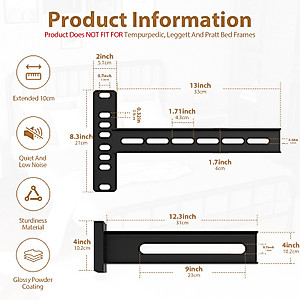 Adjustable Bed Headboard Brackets,Universal Headboard Brackets for Adjustable Bed Base,Adjustable Bed Headboard Kit,Adjustable Bed headboard kit Hardware(Black)