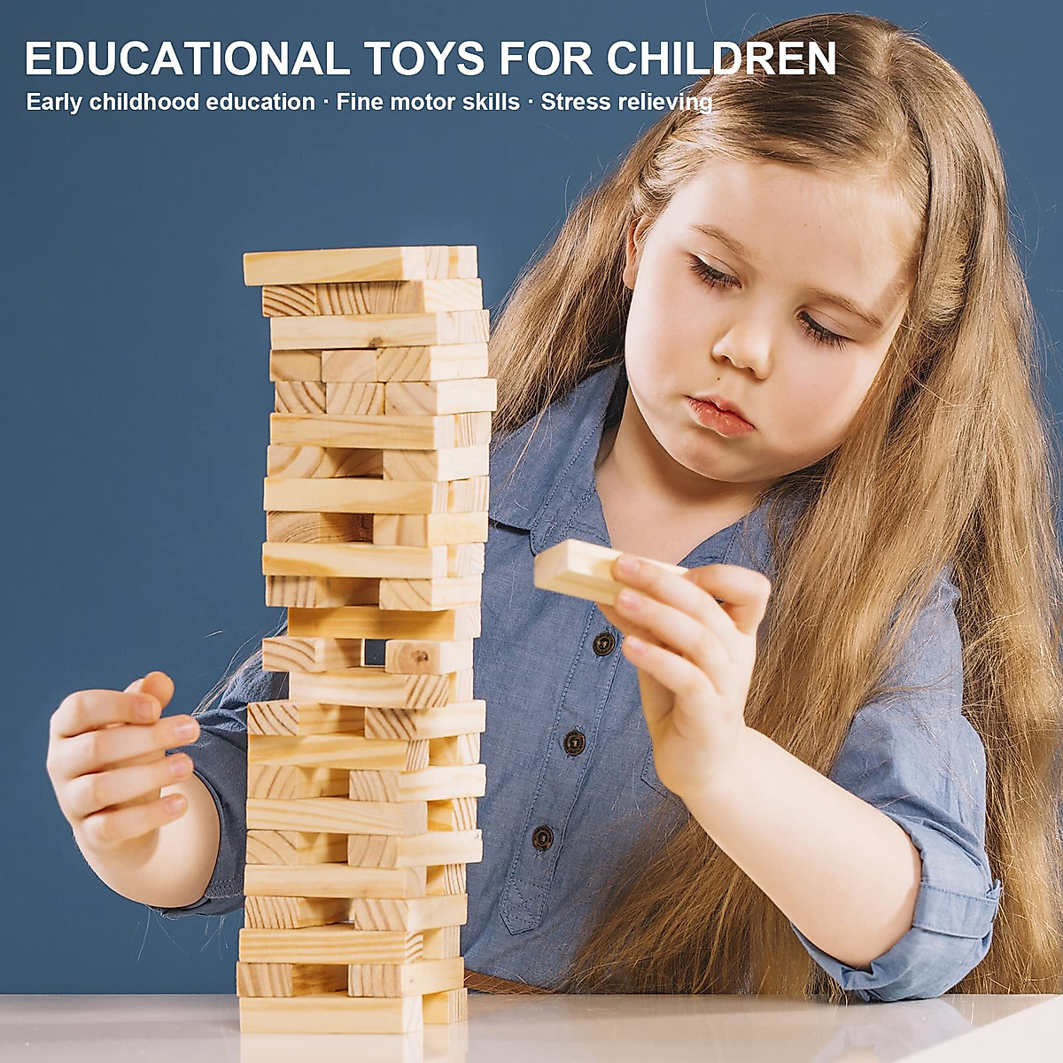 NiToy Wooden Plank Building Blocks 200PCS Sensory Toy for Kids, Montessori STEM Playset with Natural Pine Wood Creative Shapes for Educational Preschool Learning 3D Space Stacking Games for Boys Girls