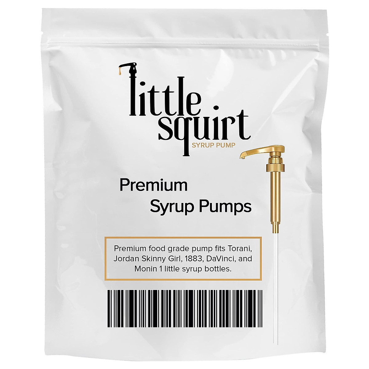 Coffee Syrup Pump Dispenser Fits 750ml Torani, DaVinci, Jordan's Skinny (Monin 33.8oz Plastic Bottles)