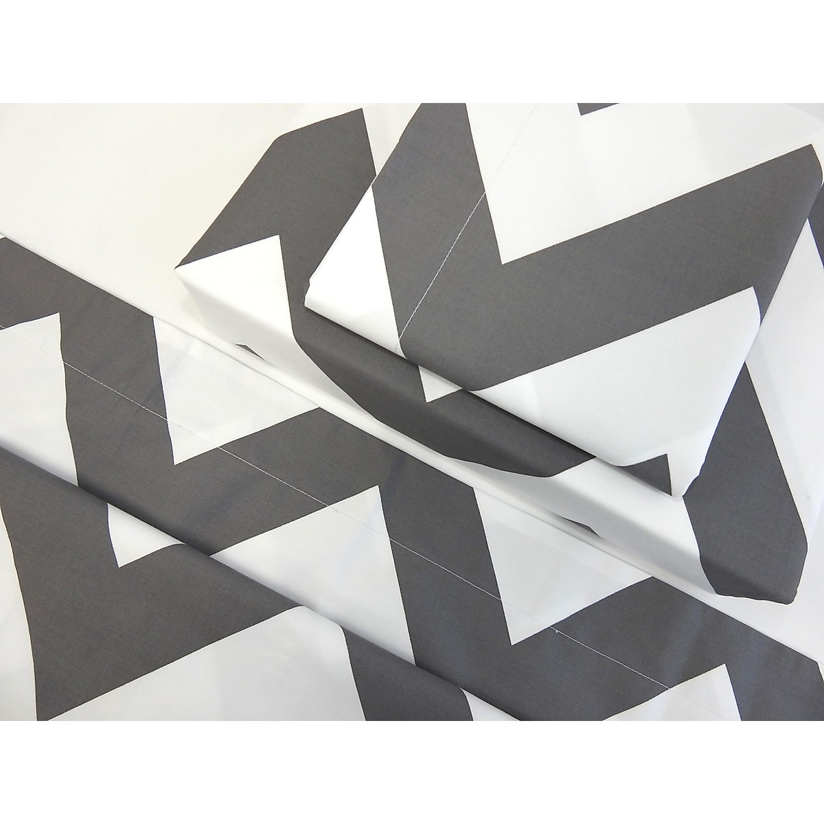 sheetsnthings King/California King - Chevron- Grey with White- 3pc Duvet Cover Set 100% Cotton Fiber Reactive Prints Duvet