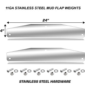 BLVD-LPF OBEY YOUR LUXURY Universal Stainless Steel Mud Flap Weights Semi Truck 24" X 4" Chrome 3 Stud Fit for 24" Wide Mud Flaps - Pair