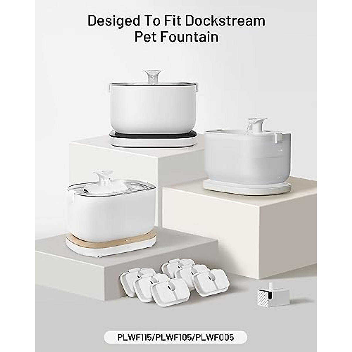 12 Pack Replacement Filters for Dockstream Wireless Cat Water Fountain PLWF005/PLWF115/WF105, 6 Months Set of PETLIBRO Original Pet Fountain Filters & Pre-Filter Sponges