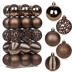 30PCS 2.36" Christmas Ball Ornaments Shatterproof Brown Christmas Tree Decorations Xmas Tree Balls Halloween Ornaments Décor