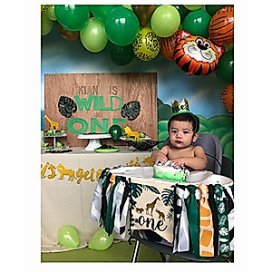 Ullovit First 1st Birthday Crown for Baby Boys Prince, Sparkle Gold Green Wild One Birthday Hat Headband Cake Smash Photo Decoration by Moonlightgo