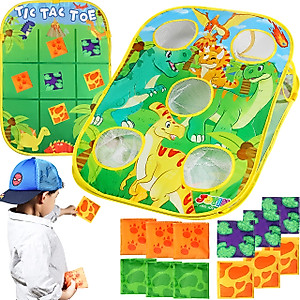 JOYIN Bean Bag Toss Game Toy, Dinosaur and Jungle Animals Themes with 4 Colorful Bean Bags for Kids Interactive Sports & Outdoor Play Toys, Gifts Birthday Party Favors, 4th of July Party Supplies