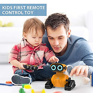 KaeKid Robots for Kids, 2.4Ghz Remote Control Robot Toys with LED Eyes & Flexible Arms, Dance & Sounds, RC Toys for 3 4 5 6 7 8 Year Old Boys Girls (Orange)