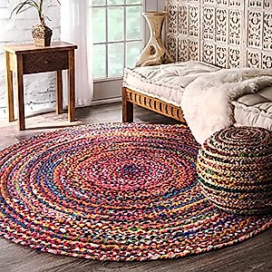nuLOOM Tammara Bohemian Hand Braided Area Rug, 6' Round, Multi