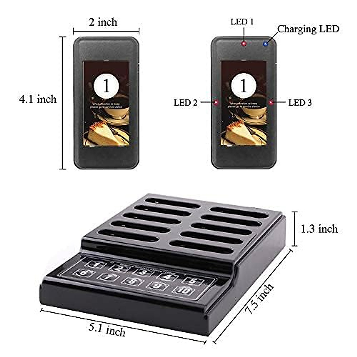 SHIHUI 10 Pager buzzers 1 keypad Queue Number Call Wireless Calling System Queue Call Restaurant Paging System for Restaurant Church Food Truck Coffee Shop Office