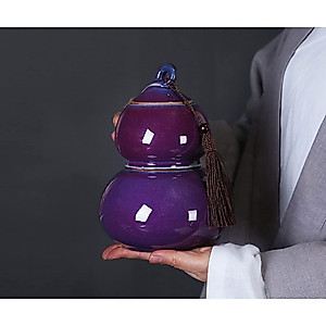Kitchen Canisters Ceramic Food Storage Jar Gourd Shape with Metal Airtight Lid for Tea, Coffee, Herb, Sugar, Spice, Nuts