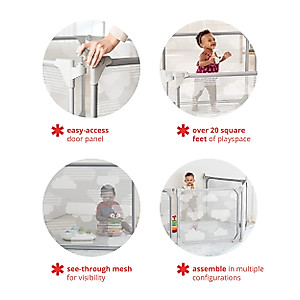 Skip Hop Expandable Baby Gate, Playview Enclosure, Silver Lining Cloud