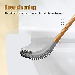 SBOJI Silicone Toilet Brush and Holder - Wall Toilet Wand Long Handle Toilet Cleaner Brush | Long Handle Silicone Toilet Bowl Brush Head with Soft Bristles for Wash Basin