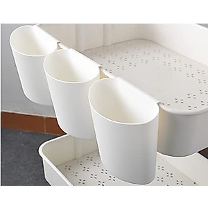 4Pcs Hanging Cup Holder,Hanging Bins,Rolling Cart Accessories Utility cart Accessories,Hanging Flower Pots,Storage Bucket,Pencil Holder for Office,Kitchen Wall Organizer Decor Black/Pink/Blue/White