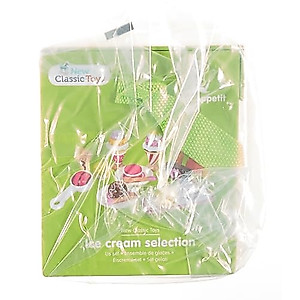 New Classic Toys Wooden Ice Cream Set Pretend Play Toy for Kids Cooking Simulation Educational Toys and Color Perception Toy for Preschool Age Toddlers Boys Girls