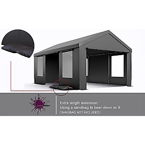 Luckyberry 12'x 20' Heavy Duty Carport Portable Tent,Waterproof，UV-Protection Carport Garage with Removable Sidewalls & Doors for Quick-Setup Carport Car, Truck, Boat with All-Season Tarp, Grey