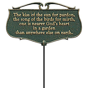 Whitehall Products "The Kiss of The Sun..." Garden Poem Sign, Green/Gold