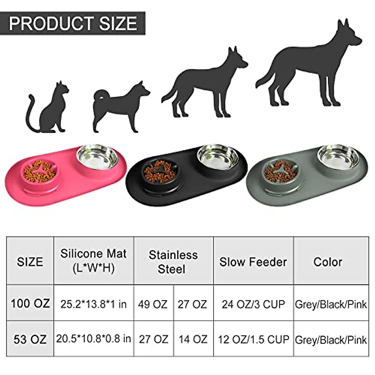 WESEN Dog/Cat Slow Feeder Bowl Insert, Slow Down Pet Eating, Soft Silicone Slow Feeding for Small Medium Size, Perfect with Stainless Steel Plastic Glass Ceramic Dog Bowls