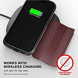 VENA vCommute Wallet Case Compatible with Apple iPhone 14 Pro (6.1"-inch), (Military Grade Drop Protection) Flip Leather Cover Card Slot Holder with Kickstand - Red