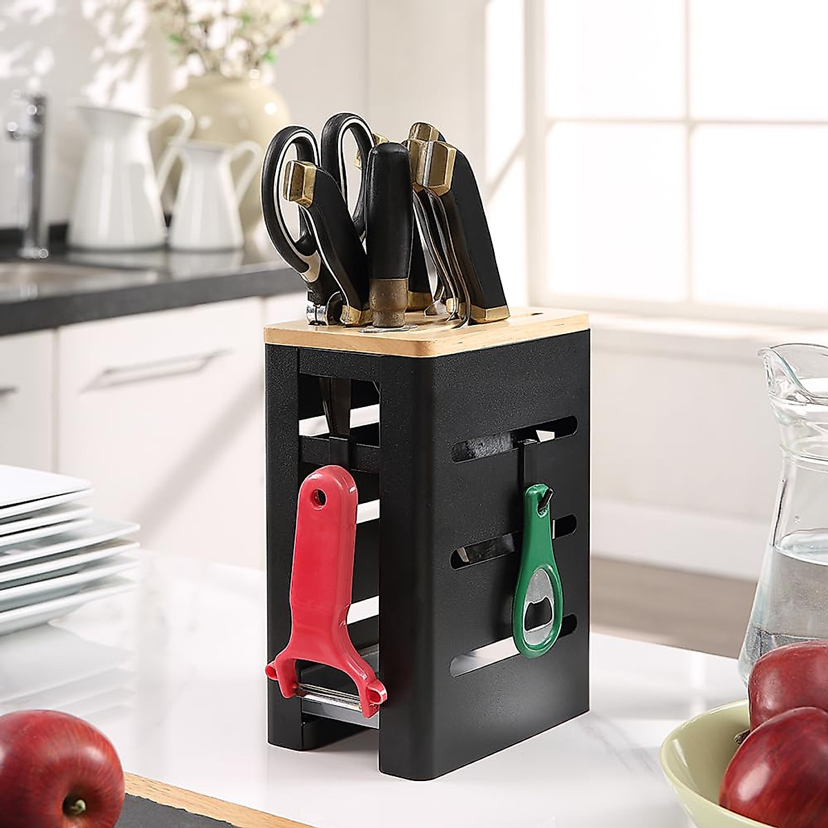 Giftburg Knife Block Holder, Kitchen Knife Organizer Storage Stand 8 Slots, Kitchen Block Knife Holder, Storage Rack,Safe to Use Different Size Shape Knife Sharpeners Scissors Kitchen Countertop