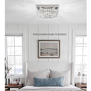 LED Crystal Chandelier Kitchen Ceiling Lights Crystal Flush Mount Ceiling Light Bedroom Chandelier Small Crystal Ceiling Light Fixture Modern Chandelier for Hallway Bathroom Chandelier Light,6000K