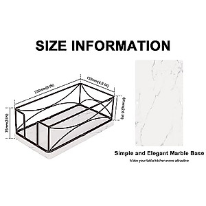 Livabber Guest Napkin Holder with Marble Base, Metal Bathroom Paper Hand Towel Storage Modern Napkin Tray Caddy for Countertop, Table Kitchen, Dinning Room (Black)