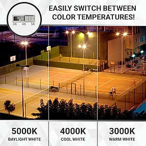 150W/120W/80W LED Parking Lot Light Fixture with Adjustable Direct Mount, 100-277VAC, 21,000lm, LED Flood Light Replaces Up to 500W Metal Halide/HPS, 3K/4K/5K CCT Selectable, DLC Premium, cUL Listed