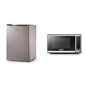 BLACK+DECKER BCRK25V Compact Refrigerator Energy Star Single Door Mini Fridge with Freezer & EM720CB7 Digital Microwave Oven with Turntable Push-Button Door, Child Safety Lock