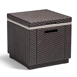 Keter Beer and Wine Cooler Table Perfect for Your Patio, Picnic, and Beach Accessories, Brown