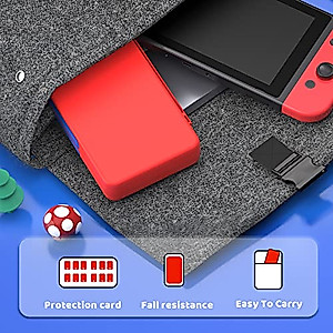 CYKOARMOR Switch Game Case for Nintendo Switch/Switch OLED, Switch Game Holder with 48 Games Card Slot&24 Micro SD Cartridge Slots, Storage Accessories Hard Shell Portable Cartridge Box, Red Blue