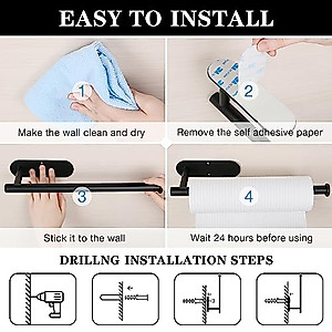 Paper Towel Holder Under Cabinet Self Adhesiver Hanging Paper Towel Holder Mounted Kitchen Hardware Paper Towels Bulk Black Stick on Paper Towel Holder Door Large Paper Towel Roll Holder Wall Sink