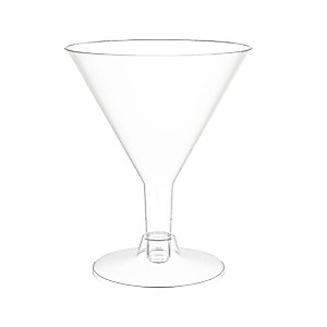 Plastic Martini Glasses - 30 Pack 5 Oz. - Crystal Clear Disposable Martini Glasses With Stem - Cocktail Glasses - Ideal For Weddings, Birthdays, And Parties - Perfect For Appetizers And Desserts