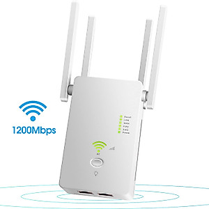WiFi Range Extender Signal Booster Covers Up to 2640 Sq.ft and 25 Devices, Up to 1200Mbps Dual Band WiFi Repeater with Ethernet Port Internet Booster for Home
