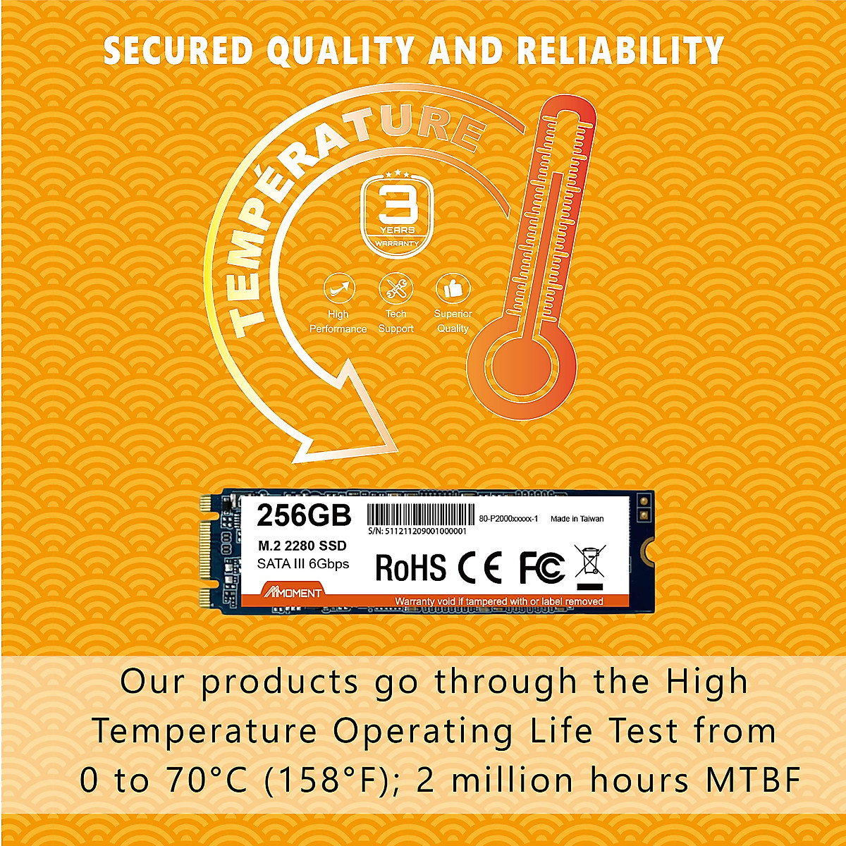 MMOMENT MS23 256GB M.2 2280 SATA III 6Gb/s Internal Solid State Drive SSD (up to 500MB/s)