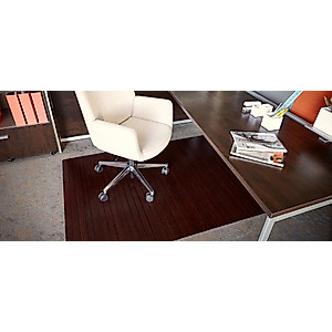 Anji Mountain Bamboo Roll-Up Chair Mat Without Lip, Dark Cherry, 48 x 72", 5mm Thick