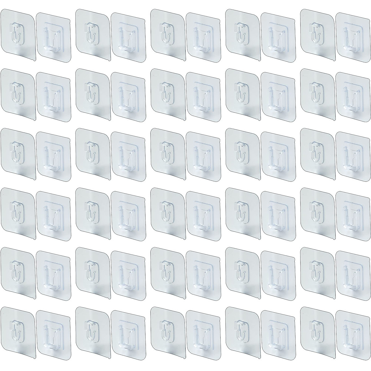 IFAMIO 30 Pack Double Sided Adhesive Wall Hooks Self-Adhesive Nail Free No Damage Multi-Purpose Hooks Clear Picture Hanging Sticky Wall Hooks for Bathroom Kitchen Office Hanging