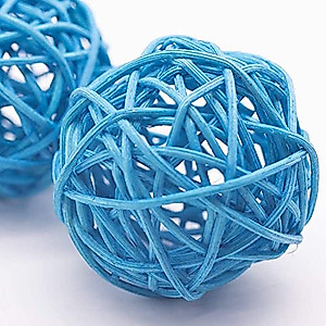 DomeStar 24PCS Blue Decorative Balls for Bowl Centerpiece, 2 Inch Rattan Balls Wicker Balls Decorative Twig Orbs Spheres Bowl Fillers Vase Fillers Home Wedding Decor