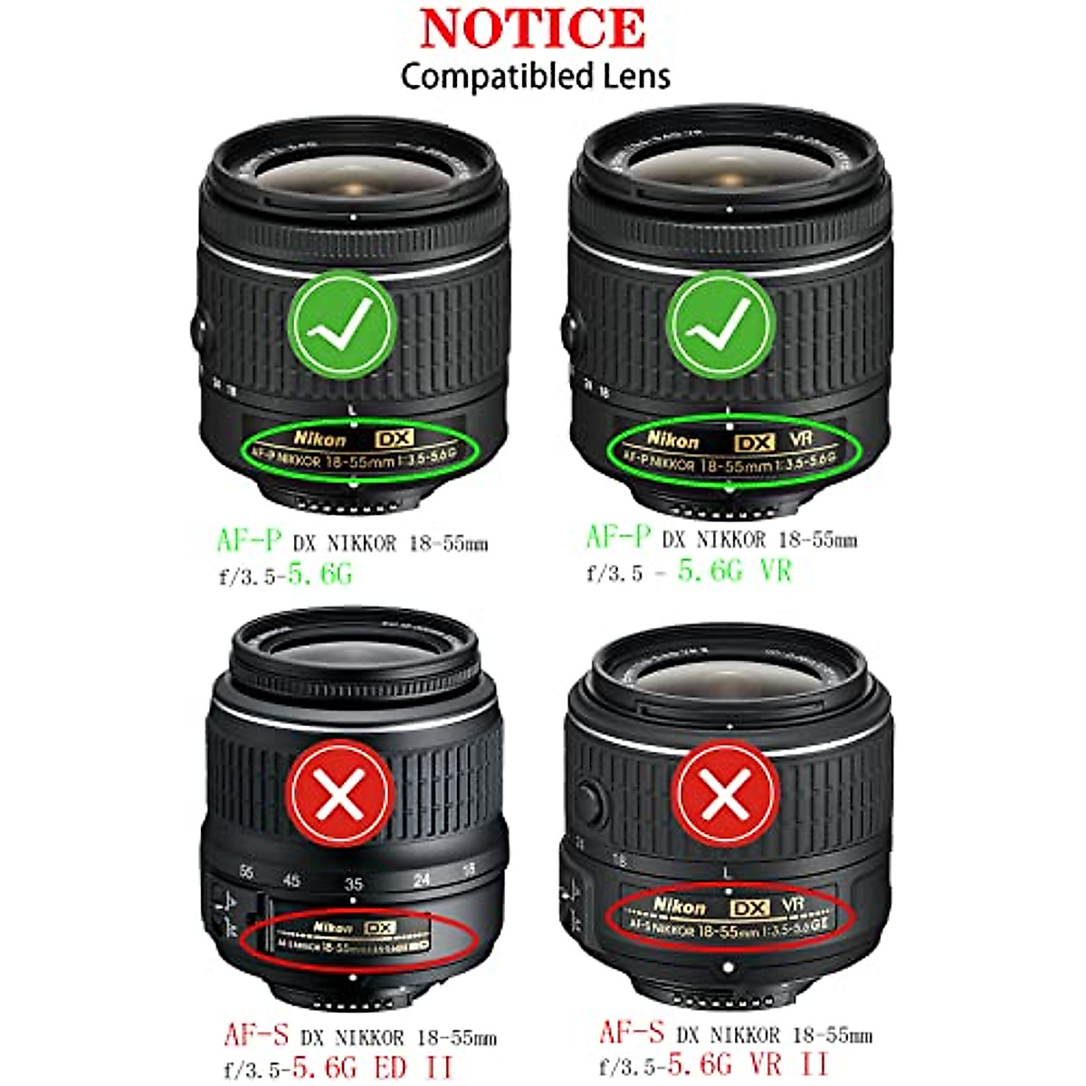 55mm Lens Cap Cover for Nikon AF-P(Not AF-S) DX Nikkor 18-55mm f/3.5-5.6G VR,Sony FE 28-70mm f/3.5-5.6 OSS,HUIPUXIANG Compatible with Canon EF-M 11-22mm f/4-5.6 is STM Lens 55mm Filter Thread[2 Pack]