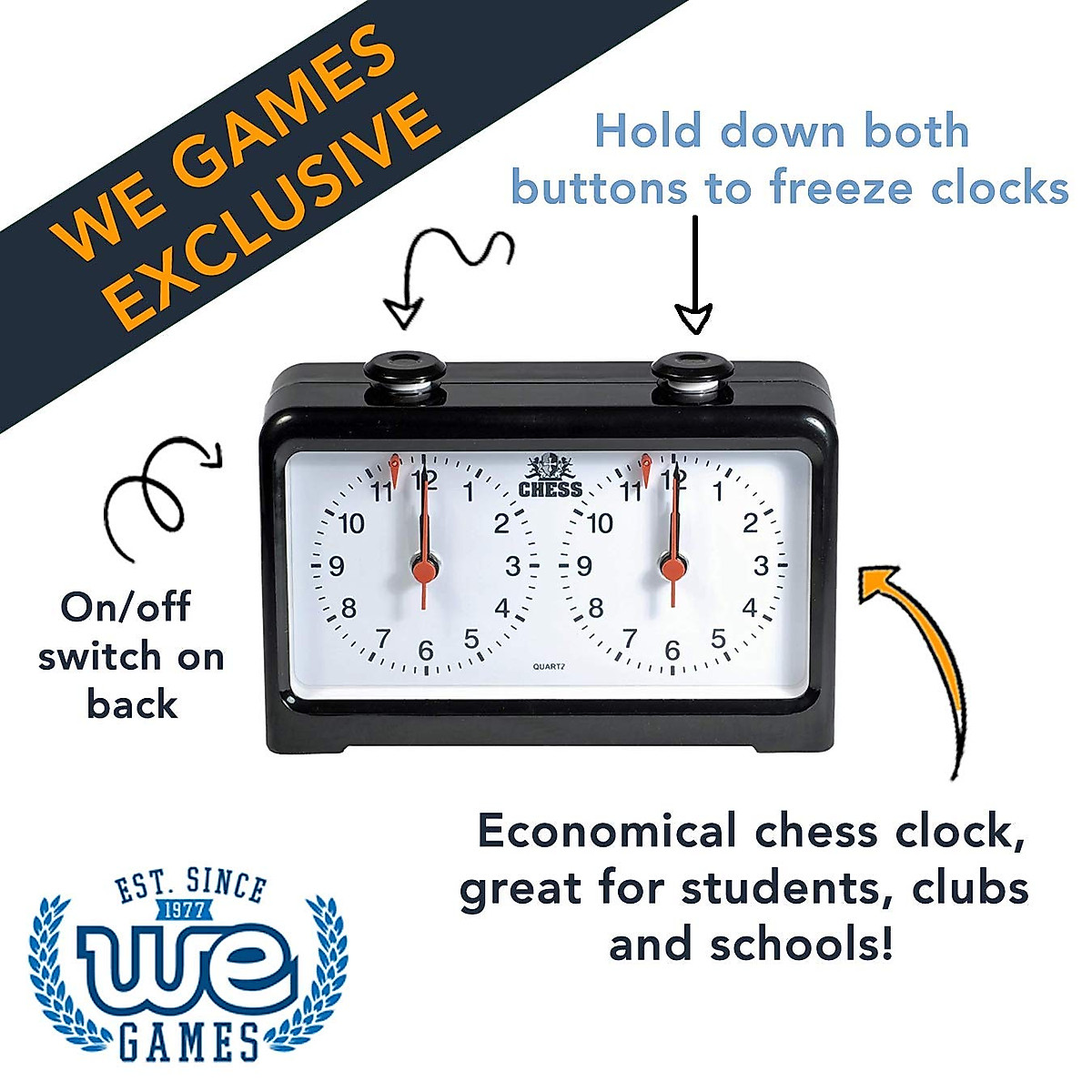 WE Games Royal Crest Analog Chess Clock/Timer by Wood Expressions