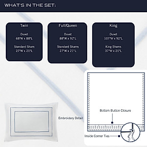 Nautica - King Duvet Cover Set, Soft Bedding with Matching Shams, Embroidered Hotel-Inspired Home Decor (Alden Chambray Blue, King)