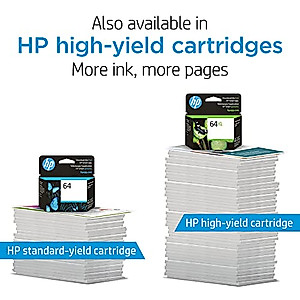 HP 64XL Black High-yield Ink Cartridge | Works with HP ENVY Inspire 7950e; ENVY Photo 6200, 7100, 7800; Tango Series | Eligible for Instant Ink | N9J92AN