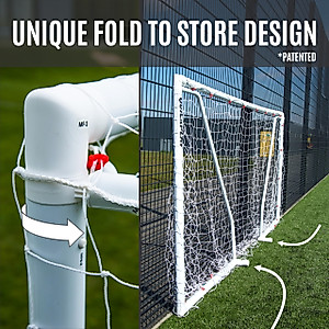 QuickPlay Q-Fold Match Soccer Goal – 30-Second Folding Design for Easy Setup | Portable Soccer Net Goal for Backyard | Weatherproof Soccer Goal Post for Adults & Kids – [Single Goal]