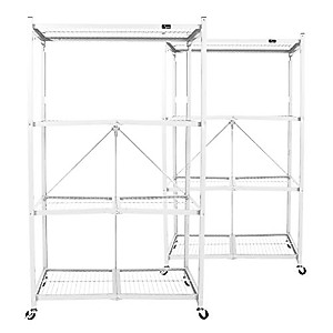 Origami R5 Foldable 4-Tier Garage Shelving Heavy Duty Shelving with Wheels, Metal Storage Rack Holds 1000 pounds, Garage Storage Rack & Organization, Storage Shelving (White, R5 2-Pack)
