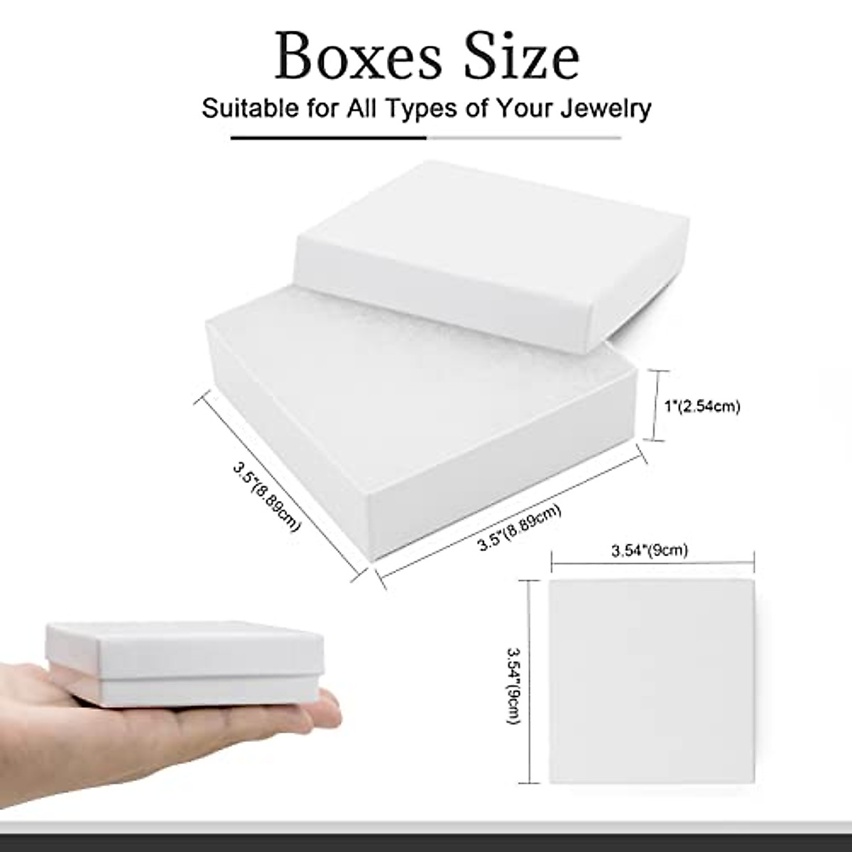 opaprain Cardboard Jewelry White Gift Boxes 20 Pack3.5×3.5×1 inches, its apply to displaying necklaces, rings, bracelets, earrings