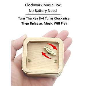 Sinzyo Sailor Moon Music Box Vintage Wood Carved Wind Up Musical Box Gift for Christmas,Birthday,Valentine's Day(Musical Note Walnut Box)