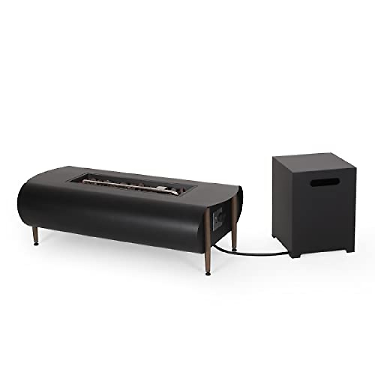 Christopher Knight Home Vernon Outdoor FIRE Pit, Dark Gray + Wood Grain