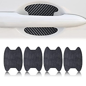 cueclue 4 Pack Car Door Handle Sticker, Carbon Fiber Anti-Scratches Protective Films, Car Door Scratches Protector, Door Handle Side Sticker, Auto Universal Door Handle Decoration Sticker (Black)