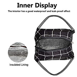 Homlouue Small Lunch Bag Insulated Adult Lunch Box Insulated Lunch Bags for Women Men Lunch Cooler Tote Bag for Work Picnic Outgoing (Black)