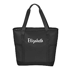Personalized Zippered Tote| On-The-Go Monogrammed Tote Bag | Customize with a Name or Monogram (Black-Name)