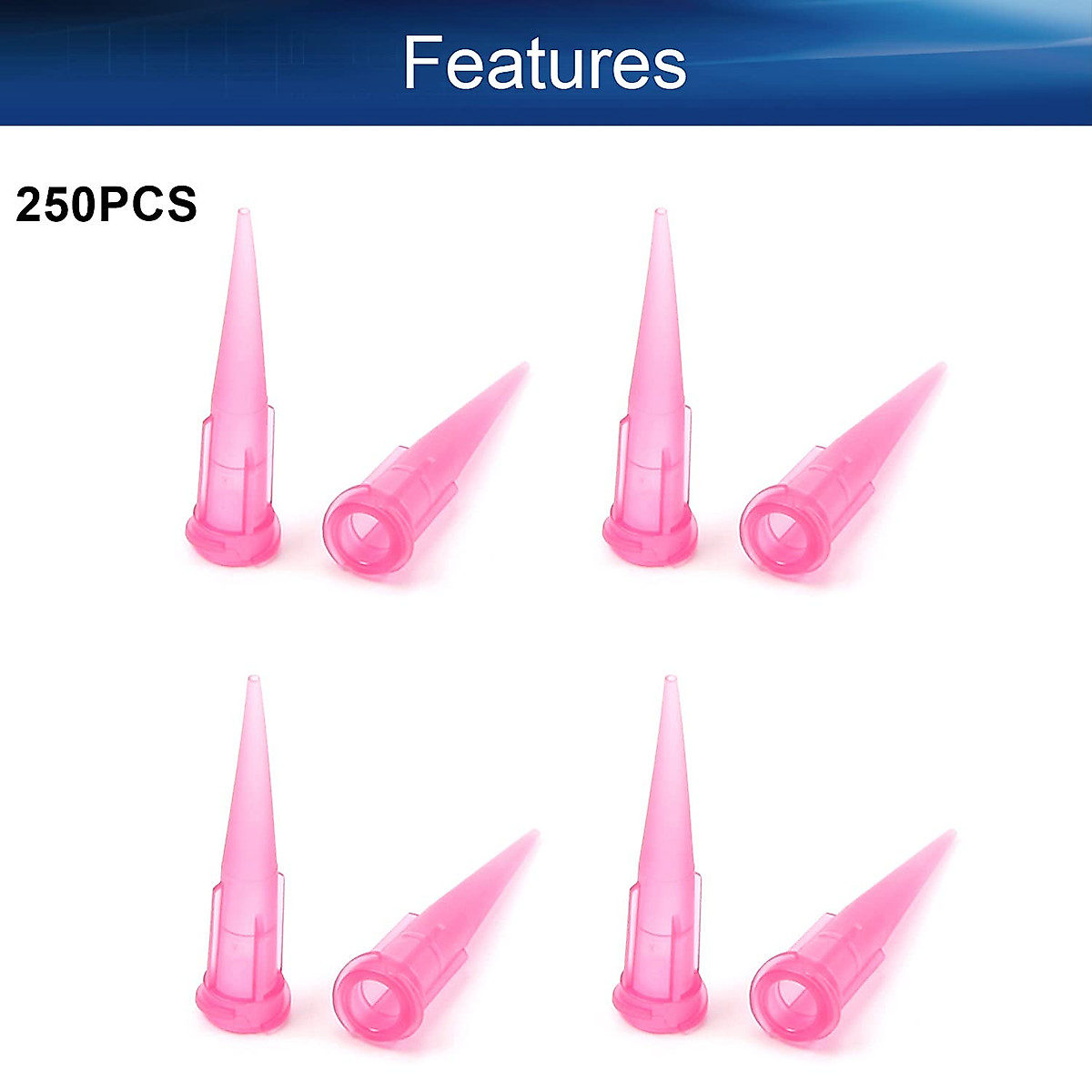 Auniwaig 20Ga Plastic Tapered Pinhead Glue Liquid Dispenser Needles Luer Syringe Needle Tip Dispensing Fill Needle for Oil or Adhesive Applicator- 250PCS