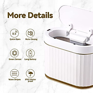 ELPHECO Mini Trash Can with Lid Small Desktop Trash Can with Lid, 1.3 Gallon Countertop Automatic Garbage Can, Small Plastic Tabletop Motion Sensor Waste Basket for Bathroom, Coffee, Bedroom, Office